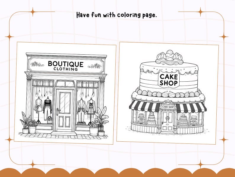 Storefronts Coloring Pages, Easy to Color,for Adults & Kids , Printable ...