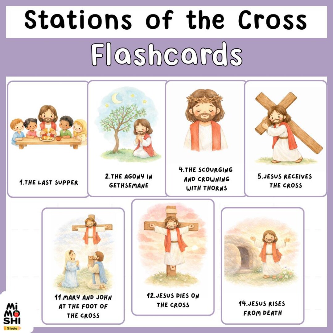 Stations of the Cross Flashcards | Lent & Easter Christian Printable ...