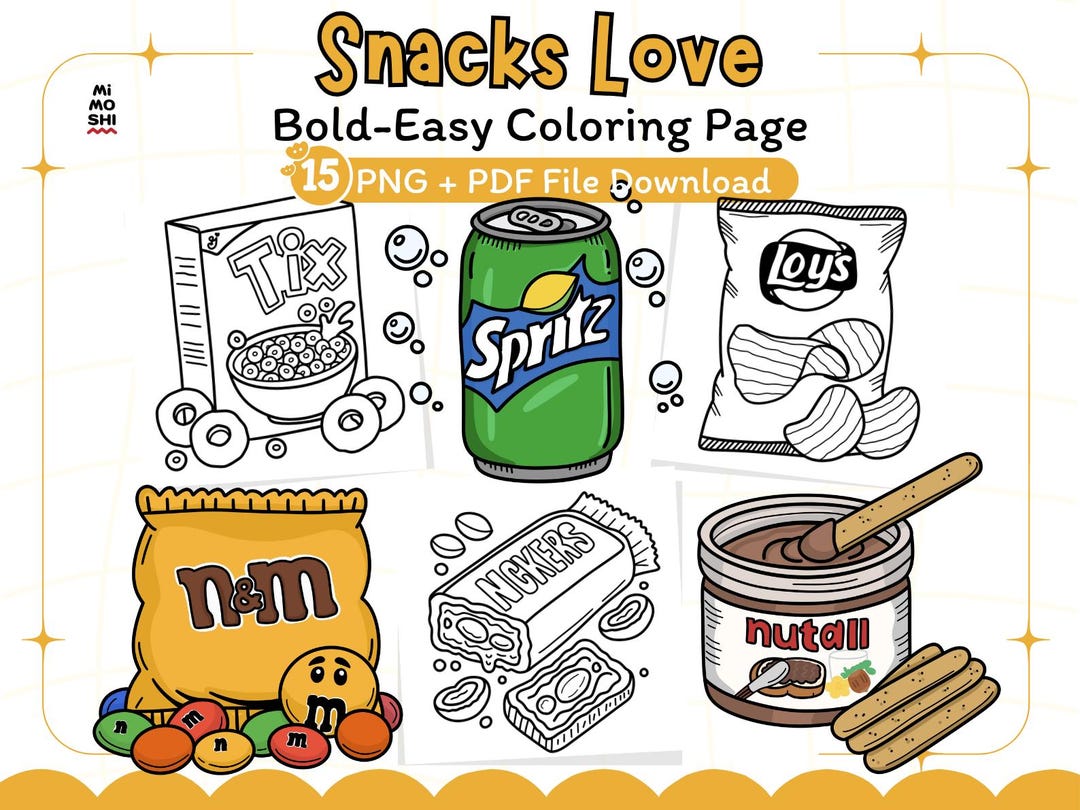 Snacks Love Coloring Pages | Food and Drink Relaxation | Coloring Pages ...