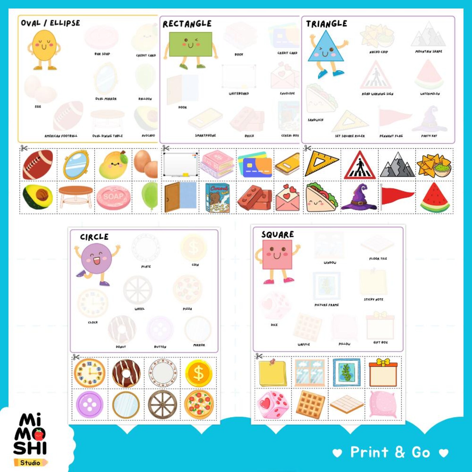 Real-life 2D Shape Sorting Worksheets | Cut and Paste Activities ...