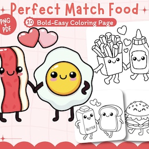 Perfect Match Food Coloring Pages | Bold and Easy Coloring Book ...
