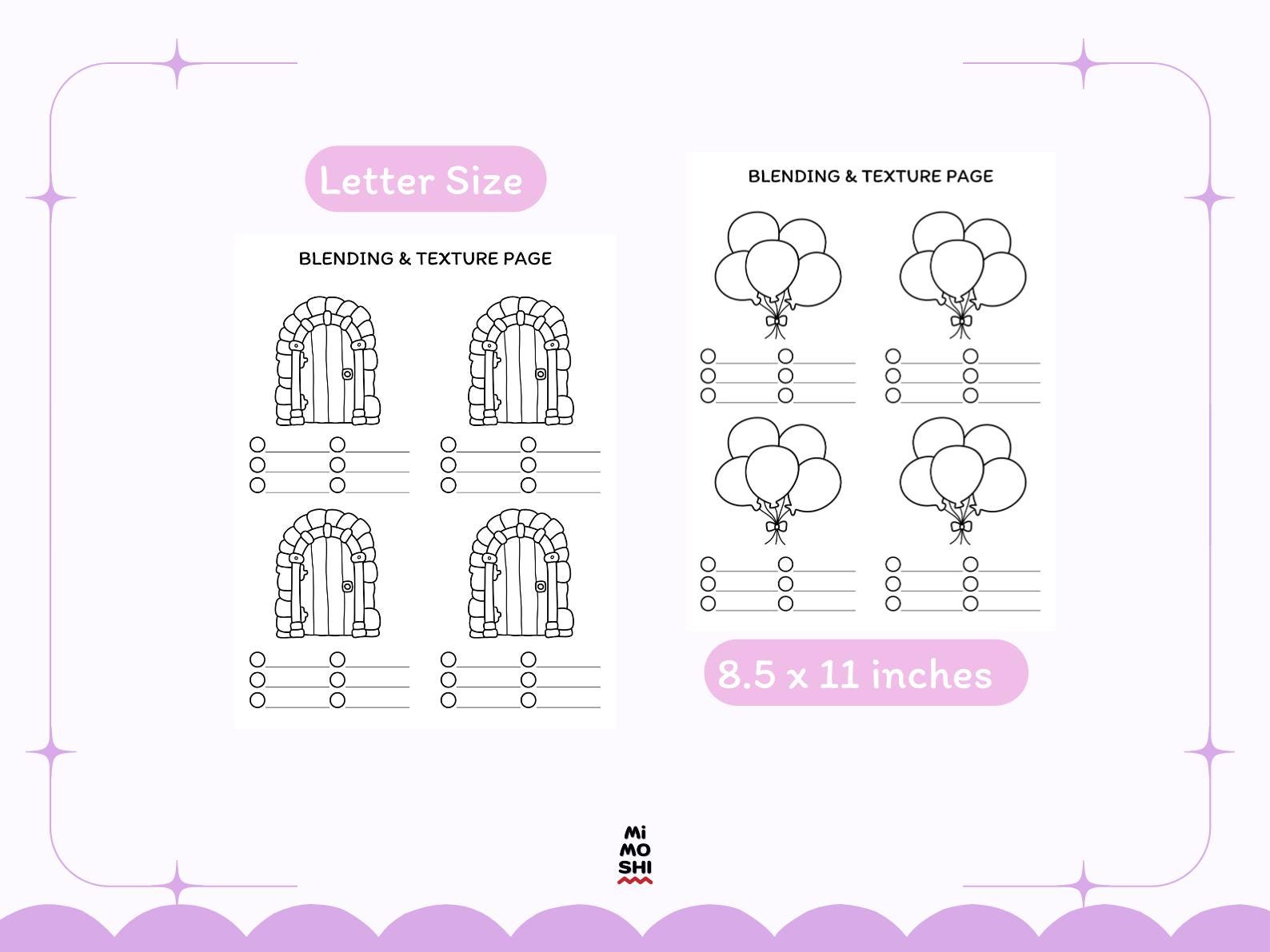 Coloring Practice Pages, Cute Blending & Texture Charts (PDF Download ...