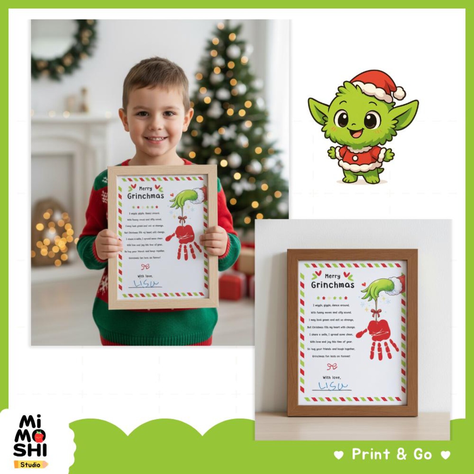 Christmas Handprint Craft – Merry Grinchmas Printable Poem Keepsake ...
