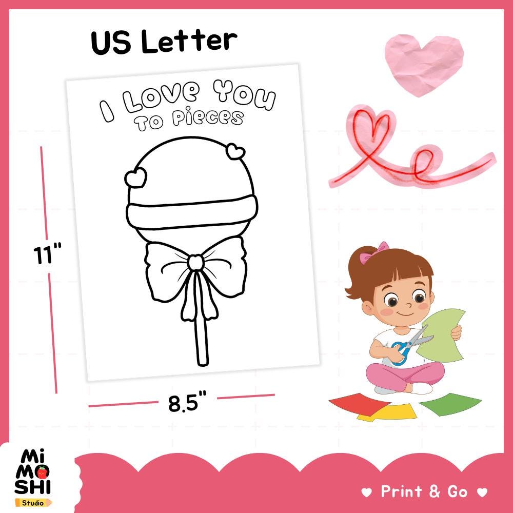 I Love You to Pieces Lollipop Craft | Valentine’s Day Cut and Paste ...