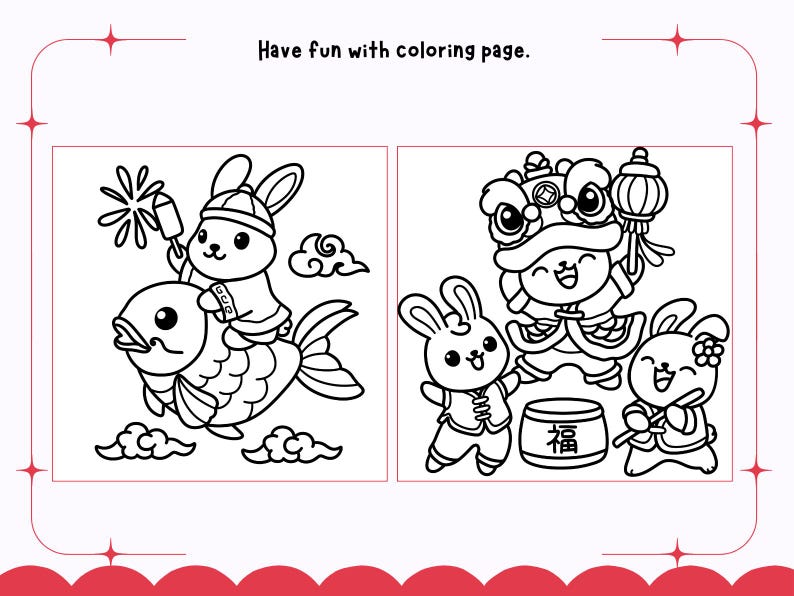 Chinese New Year Coloring Pages | Bold and Easy Coloring Book | Png ...
