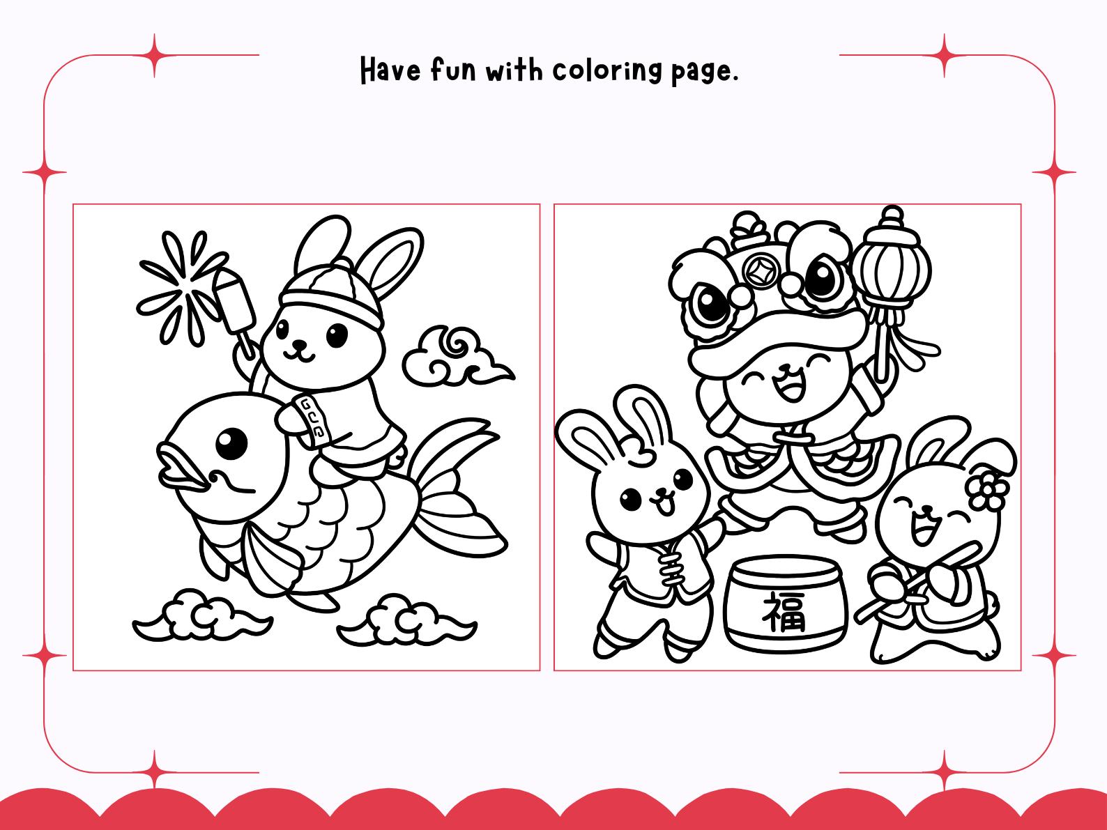Chinese New Year Coloring Pages | Bold and Easy Coloring Book | Png ...