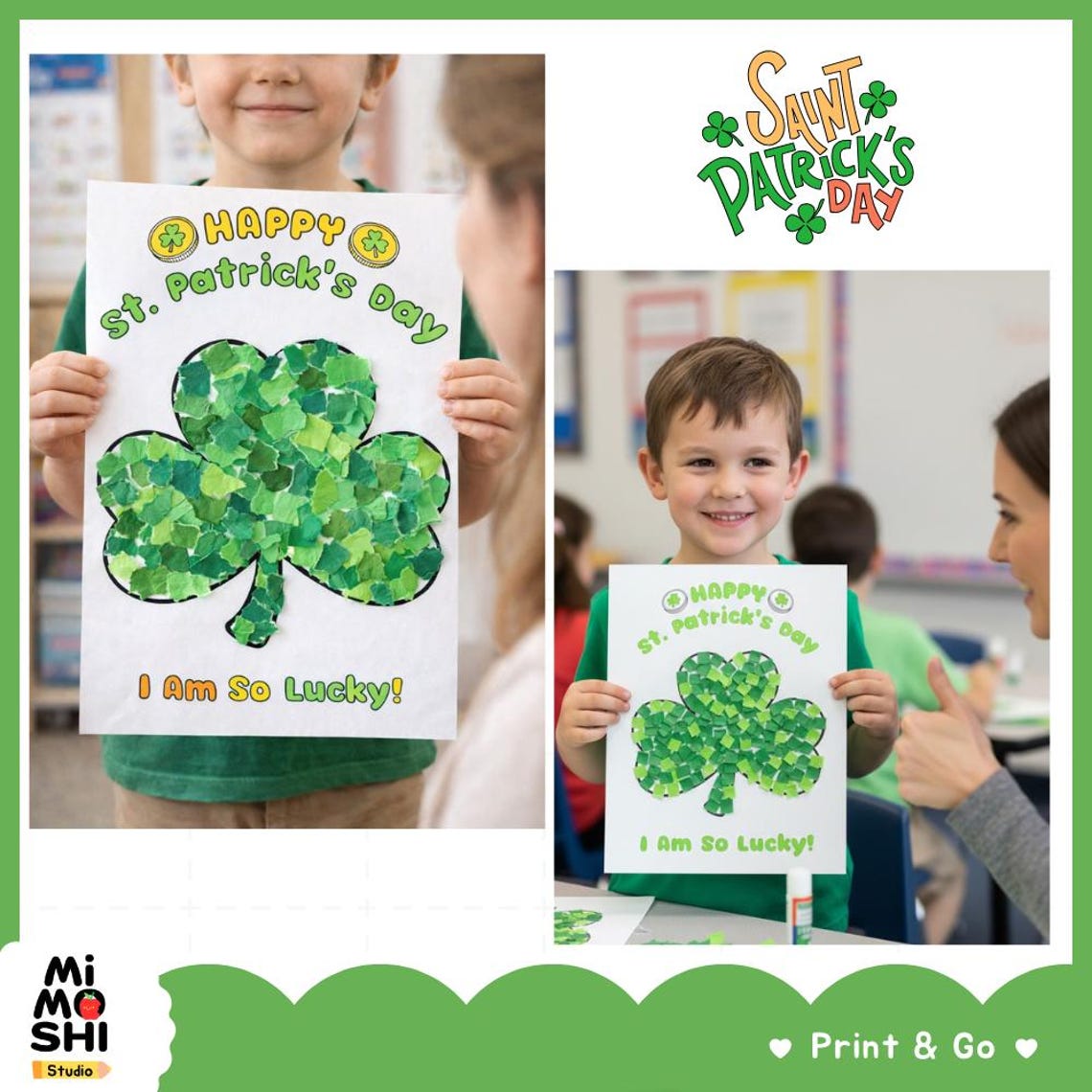 St. Patrick’s Day Shamrock Tissue Paper Craft | I Am so Lucky Activity ...