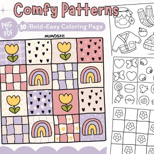 Comfy Patterns Coloring Page | Cozy Patterns , Cute Bold Easy Designs ...
