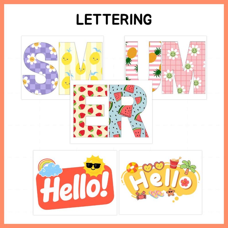 Hello Summer Bulletin Board Kit, Summer Classroom Decor, Printable ...