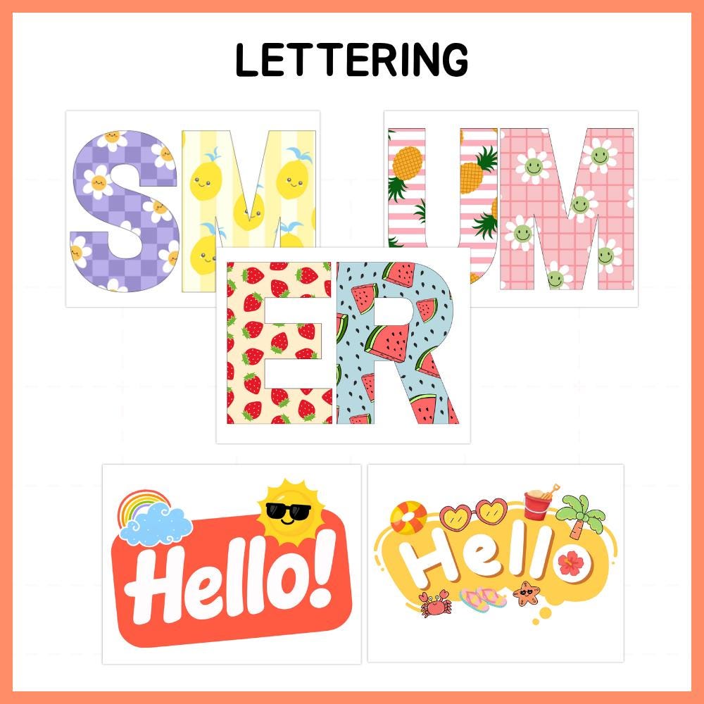 Hello Summer Bulletin Board Kit, Summer Classroom Decor, Printable ...