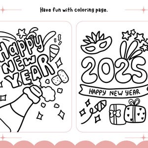 Happy New Year 2025 Coloring Pages | Bold and Easy Coloring Book, Year ...
