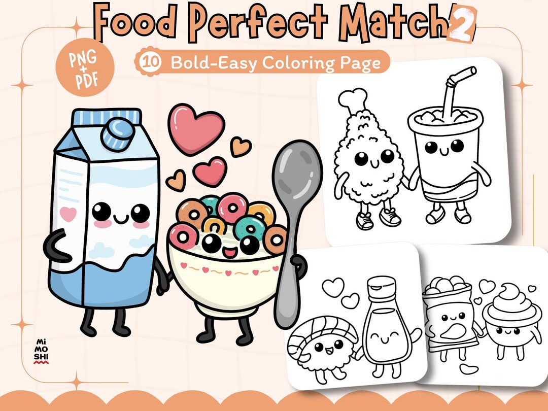 Perfect Match Food [2] Coloring Pages | Bold and Easy Coloring Book ...