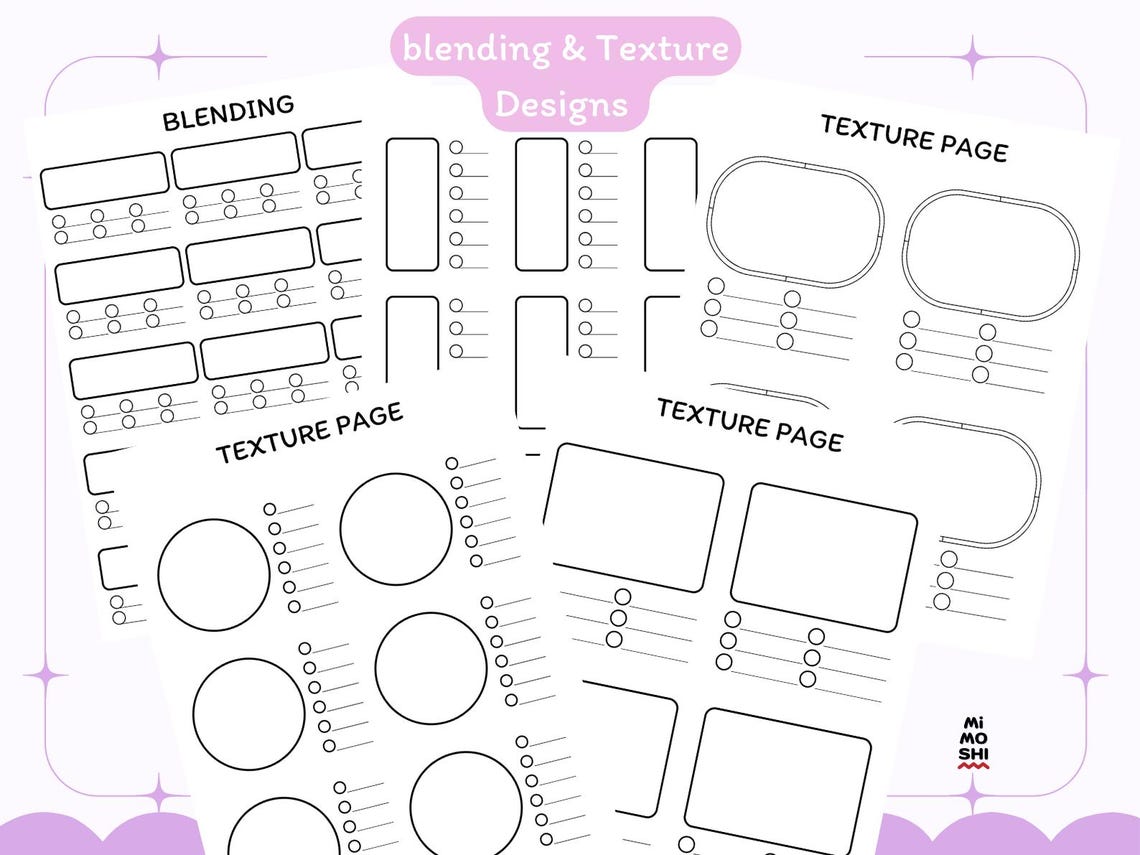 Coloring Practice Pages, Cute Blending & Texture Charts (PDF Download ...