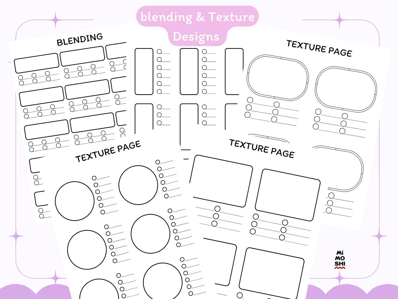 Coloring Practice Pages, Cute Blending & Texture Charts (PDF Download ...