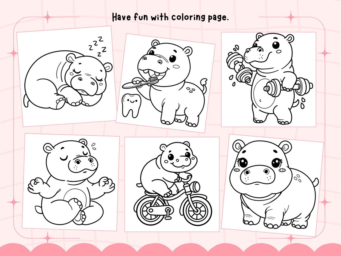 Moo Deng Coloring Pages | Bold and Easy Coloring Book ,hippo | Png ...