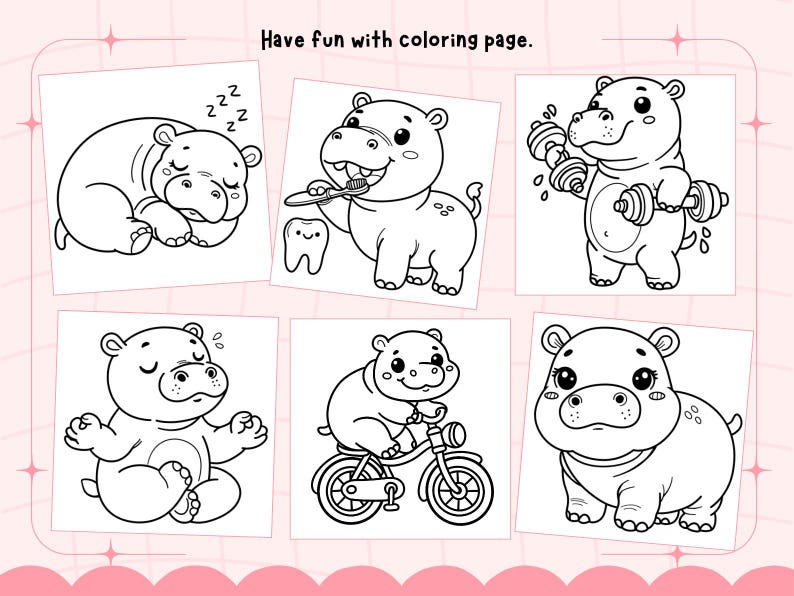 Moo Deng Coloring Pages | Bold and Easy Coloring Book ,hippo | Png ...