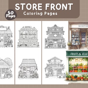 Storefronts Coloring Pages, Easy to Color,for Adults & Kids , Printable ...