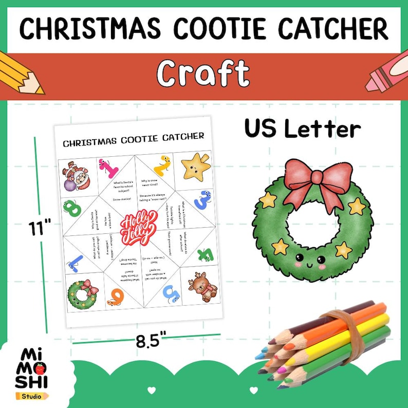 Christmas Cootie Catcher Craft | Printable Holiday Joke Fortune Teller ...