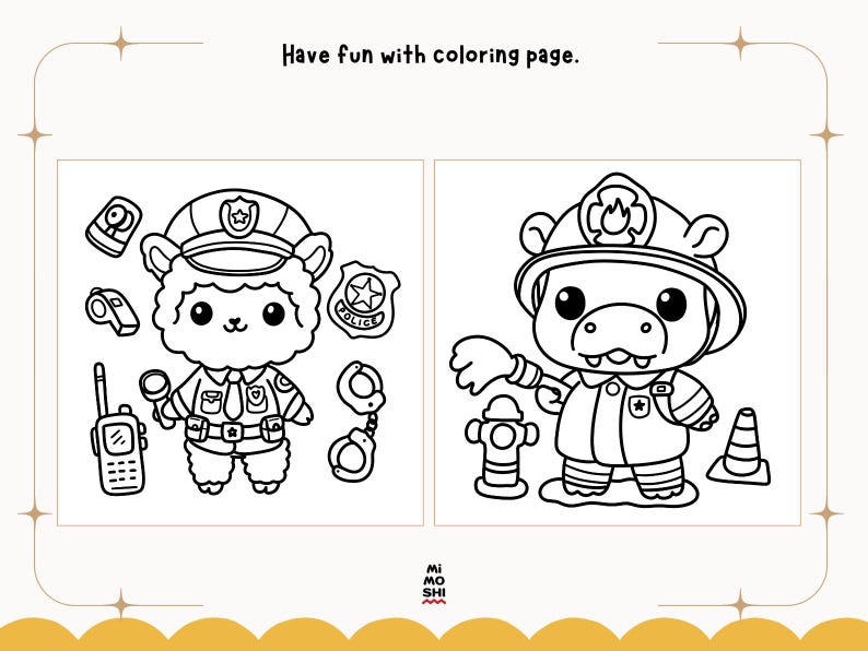 Animals on the Job Coloring Pages: Bold & Easy (PNG + PDF) - Etsy