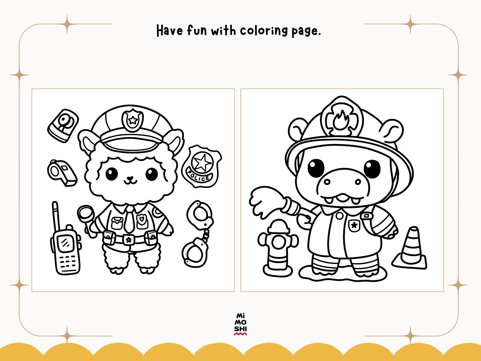 Animals on the Job Coloring Pages: Bold & Easy (PNG + PDF) - Etsy