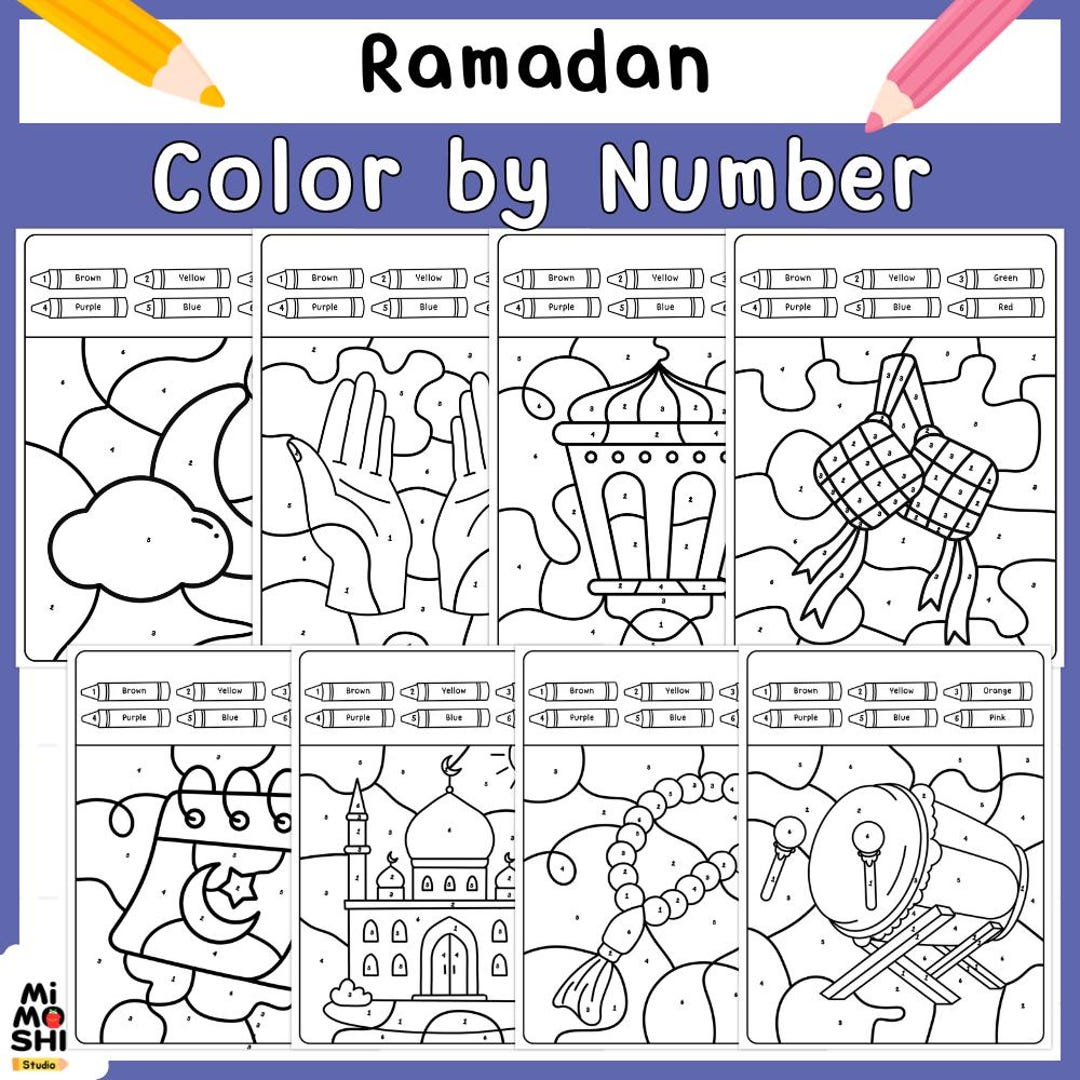 Ramadan Color by Number Worksheets | Islamic Coloring Pages | Print ...