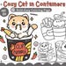 Cozy Cat in Containers Coloring Pages |tiny Spaces, Fluffy Faces, Meow ...