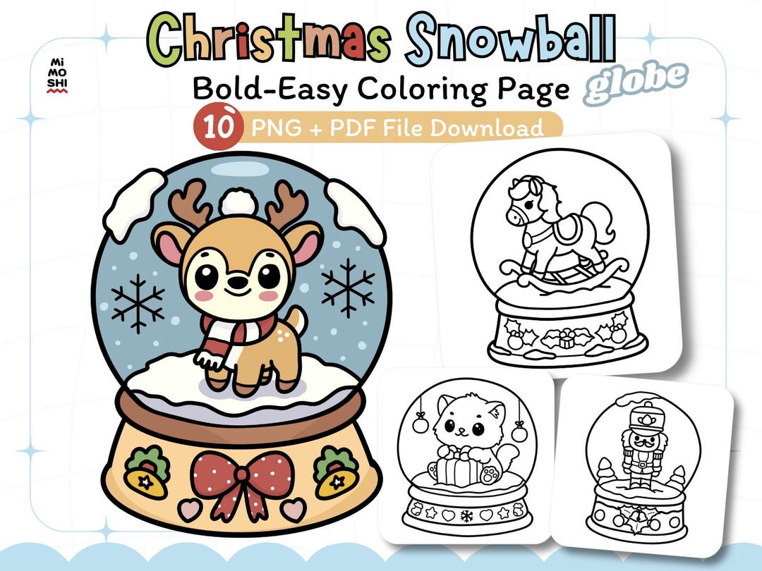 Christmas Snowball Globe Coloring Pages | Bold and Easy Coloring Book ...