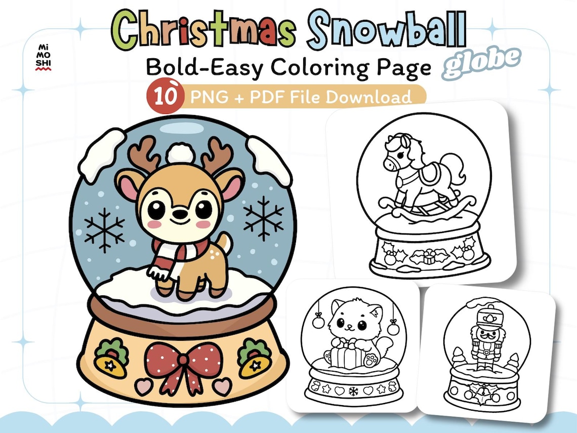 Christmas Snowball Globe Coloring Pages | Bold and Easy Coloring Book ...