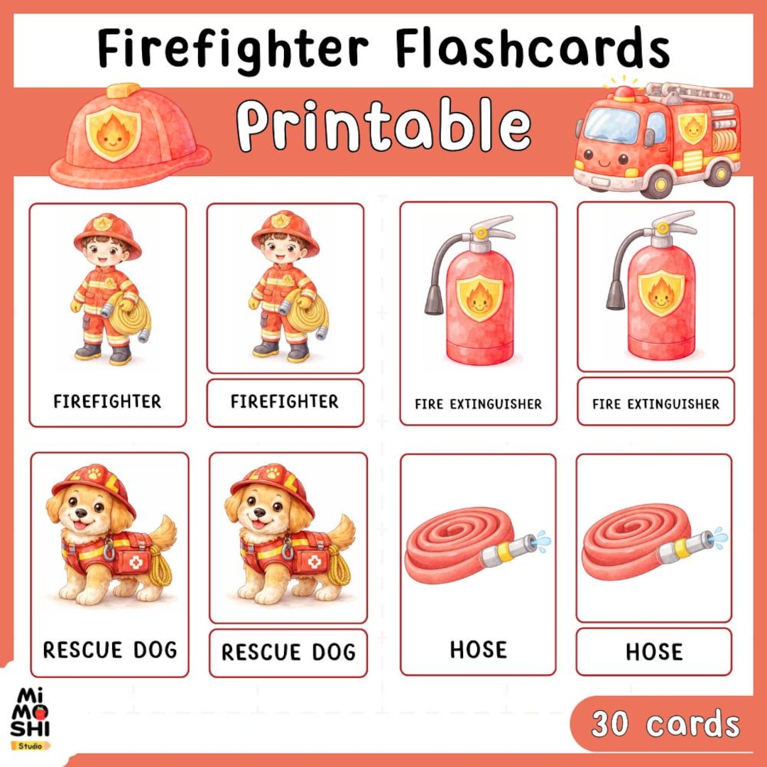 Firefighter Flashcards Printable | Community Helpers Vocabulary Cards ...