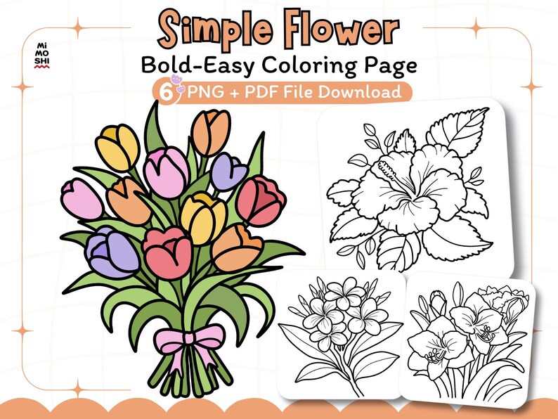 Simple Flower Coloring Pages | Bold and Easy Coloring Book ,natureart ...