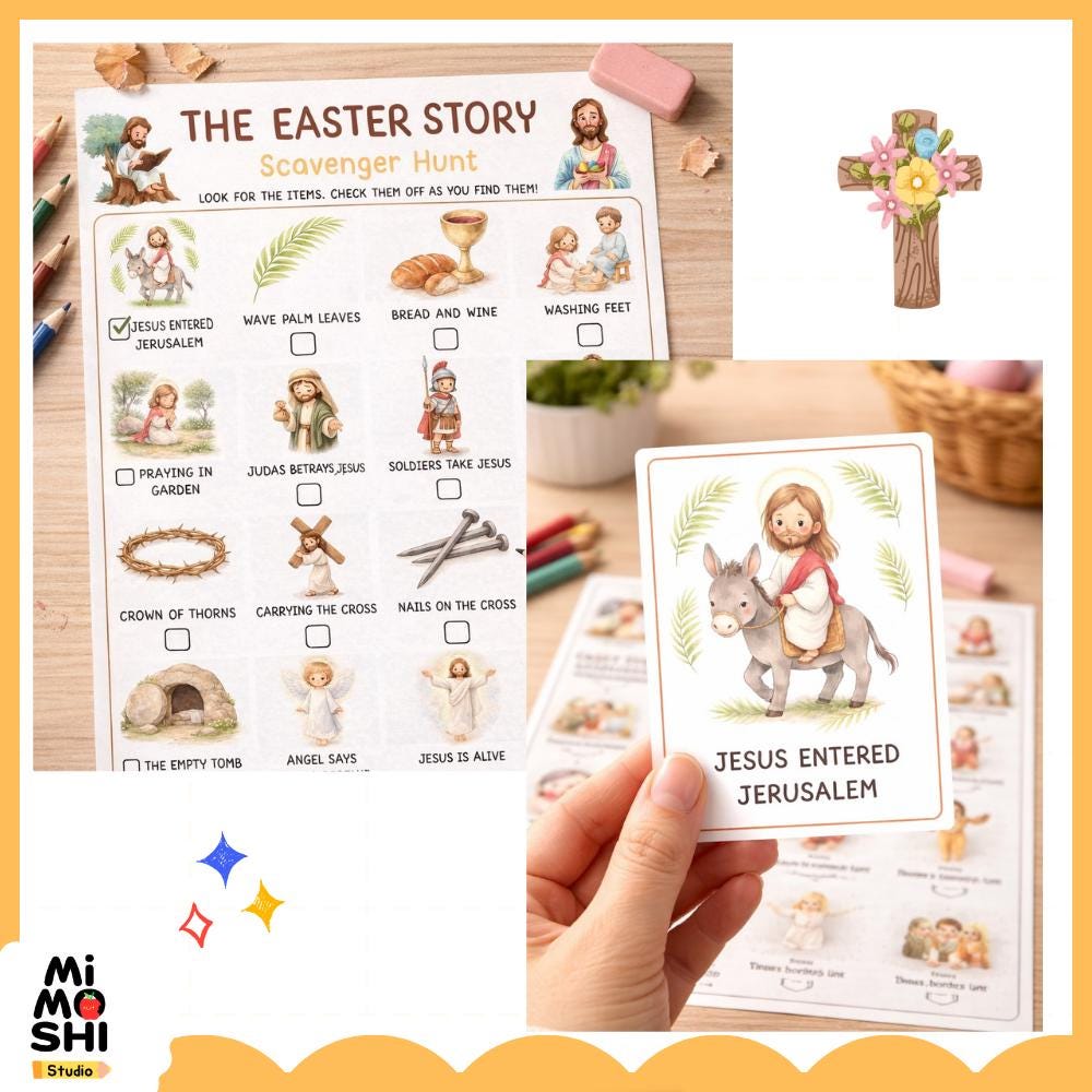 The Easter Story Scavenger Hunt Printable, Christian Easter Activity ...