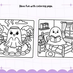 Cozy Cute Ghost Halloween Coloring Pages PNG , Spooky ,cute and Creepy ...