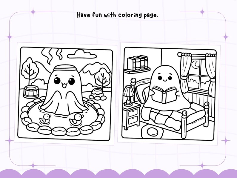 Cozy Cute Ghost Halloween Coloring Pages PNG , Spooky ,cute and Creepy ...