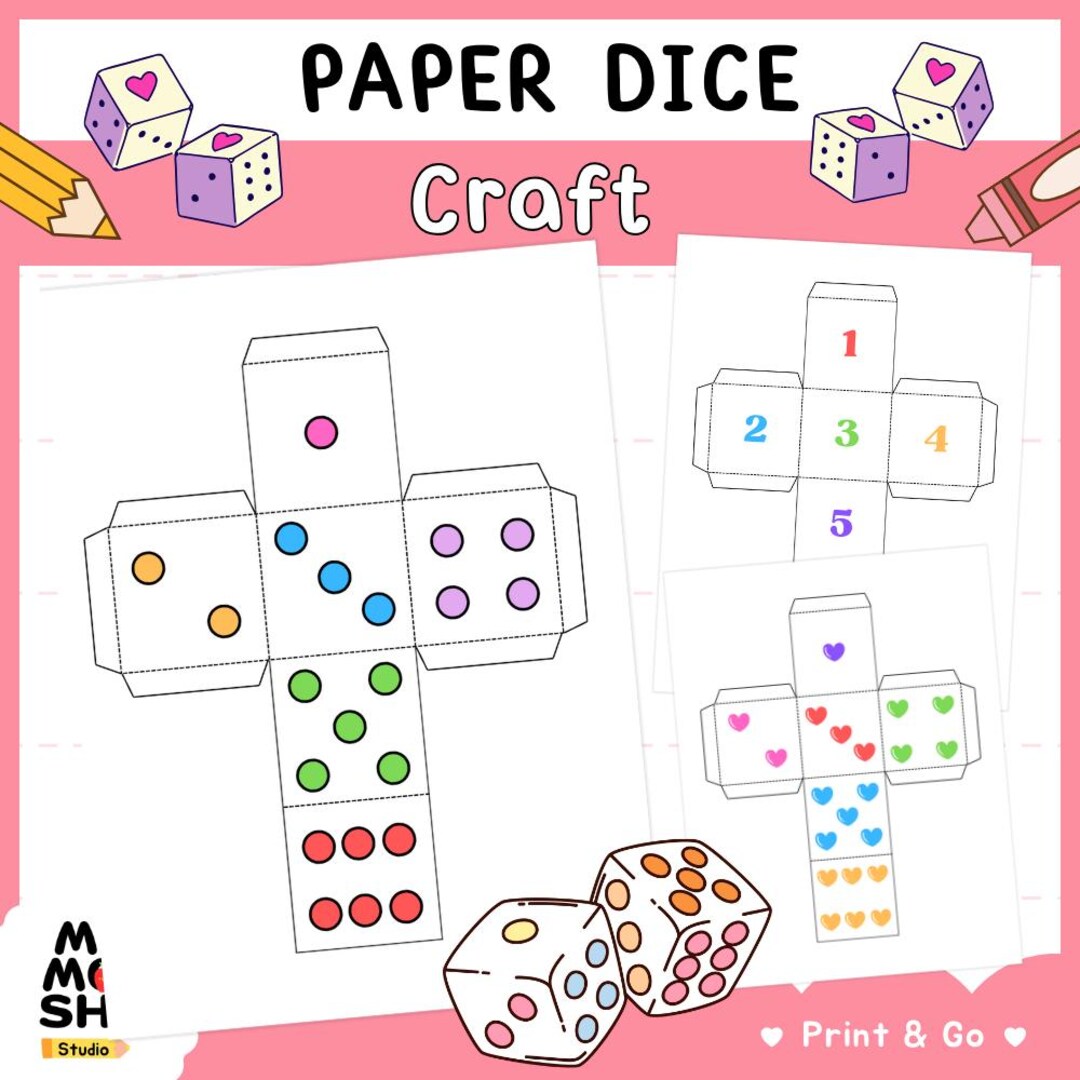 Printable Paper Dice Craft | Math Activity, Classroom Games (PDF) - Etsy