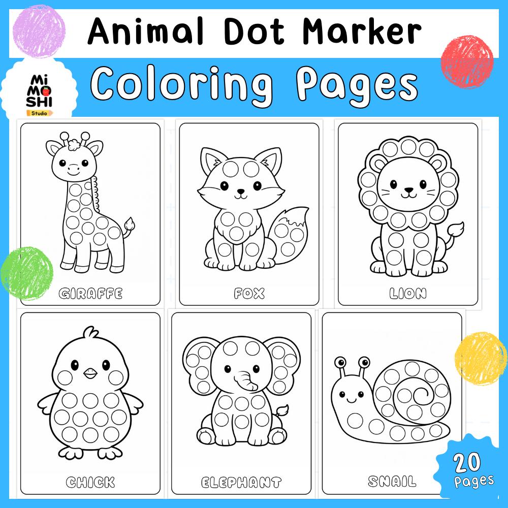 Animal Dot Marker Coloring Pages | Do a Dot Activity, Printable ...