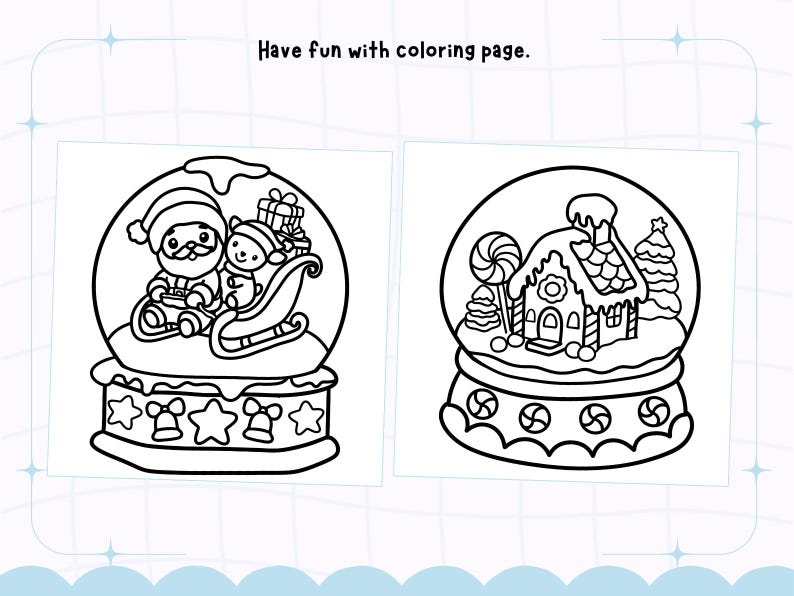Christmas Snowball Globe Coloring Pages | Bold and Easy Coloring Book ...