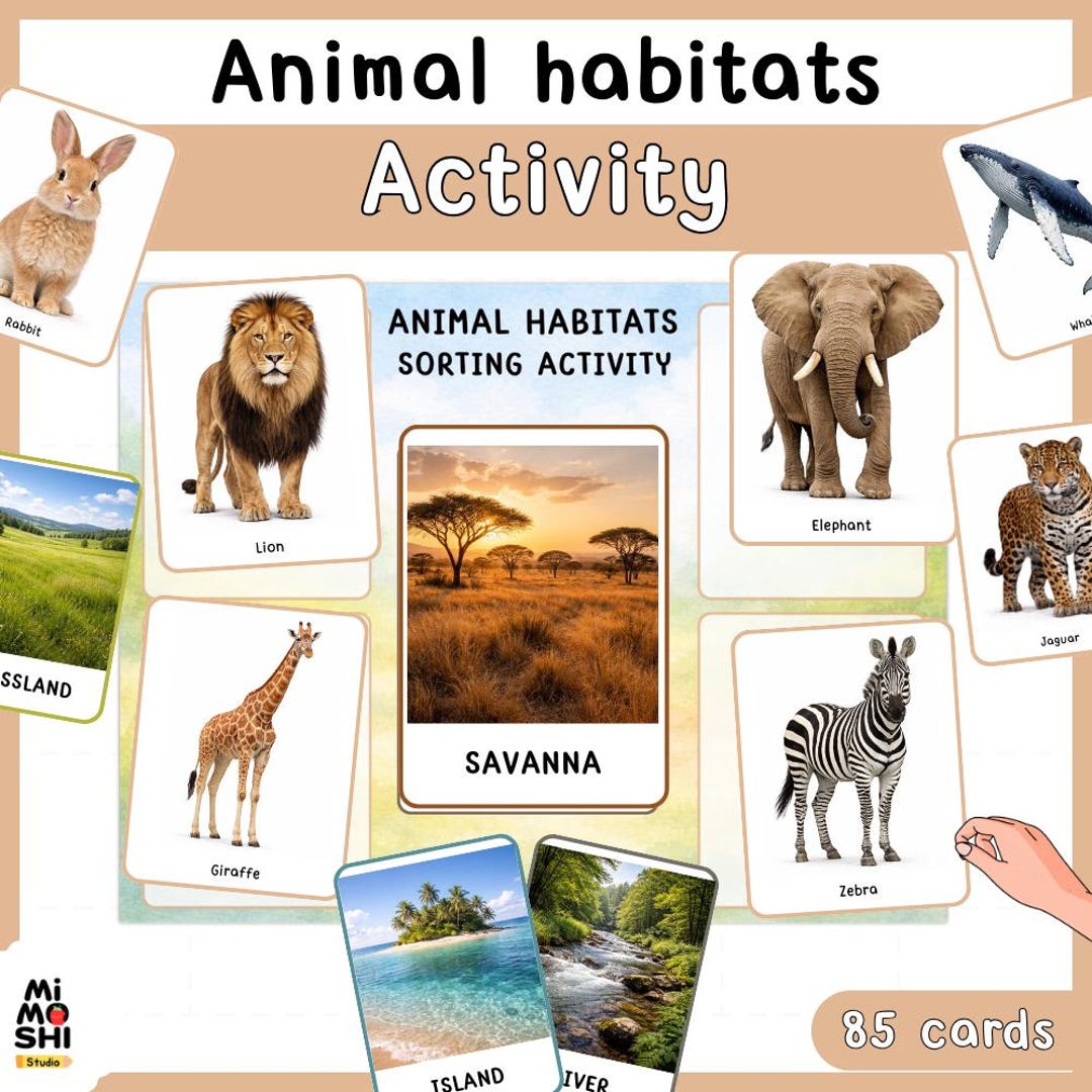 Animal Habitats Sorting Activity Printable Cards Worksheets Vocabulary ...