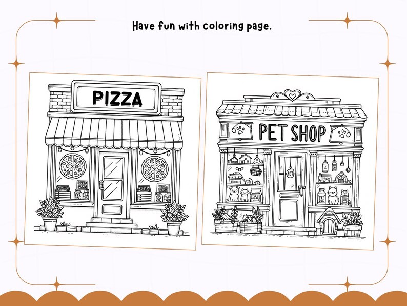 Storefronts Coloring Pages, Easy to Color,for Adults & Kids , Printable ...