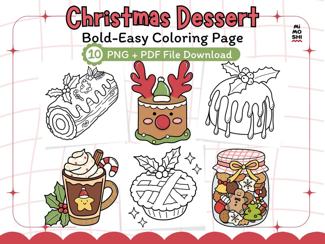 Christmas Dessert Coloring Pages | Bold and Easy Coloring Book ...