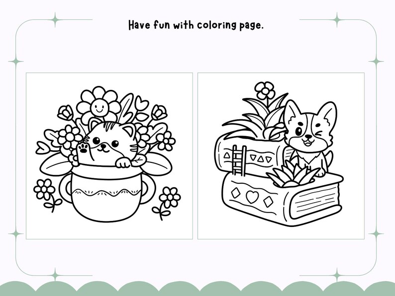 Cute Animal Pot Plant Coloring Pages | Bold and Easy Coloring Book ...
