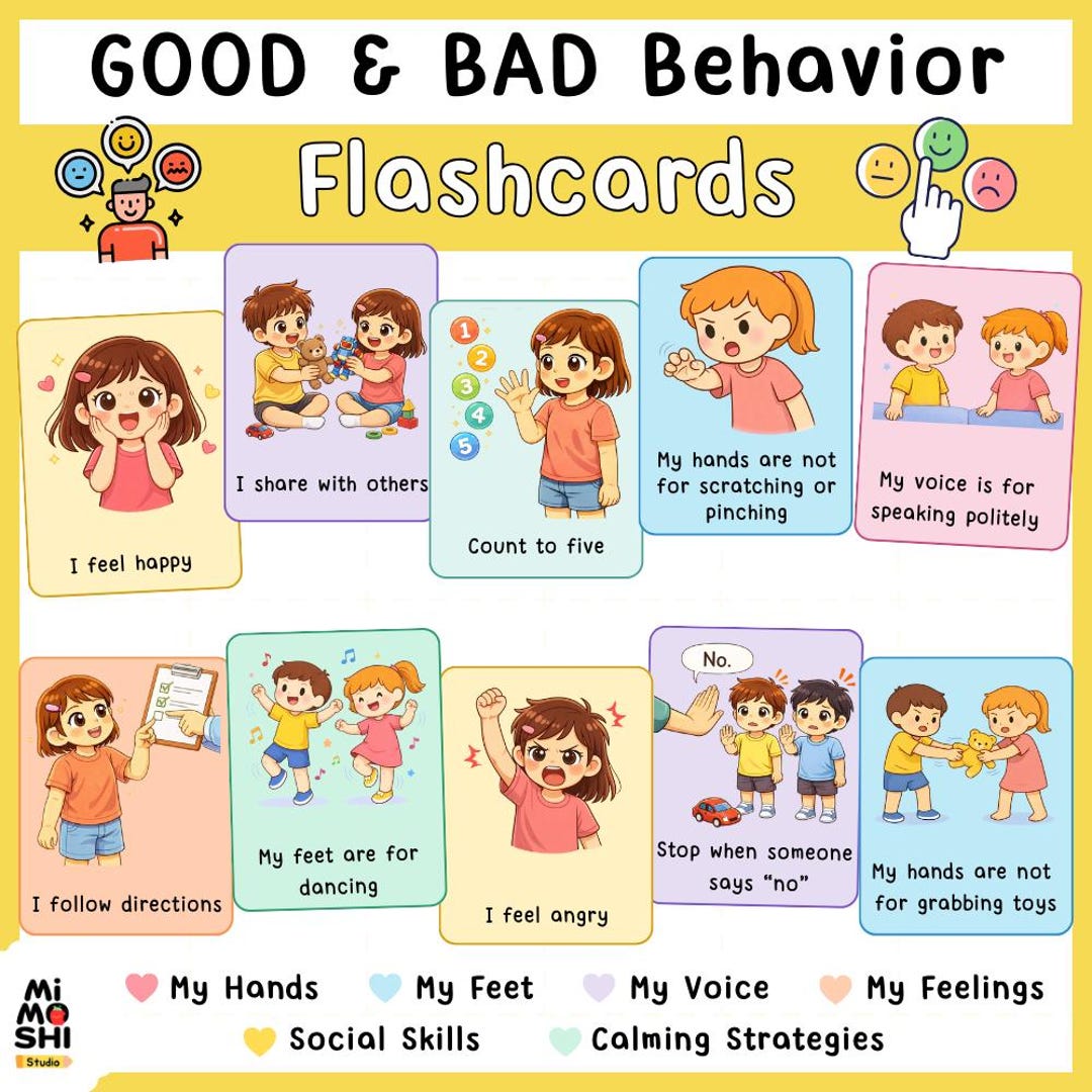 Good - Bad Behavior Flashcards | Social Skills & Emotions | Preschool ...