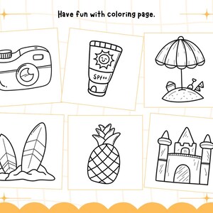 Summer Coloring Pages: Bold & Easy, 16 PNG + PDF (instant Download) - Etsy