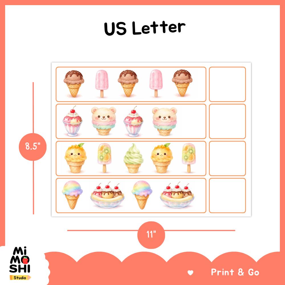 Ice Cream Pattern Activity Printable | Summer Matching Game for Kids ...