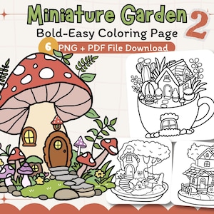 Miniature Garden [2] Coloring Pages | Bold and Easy Coloring Book | Png ...