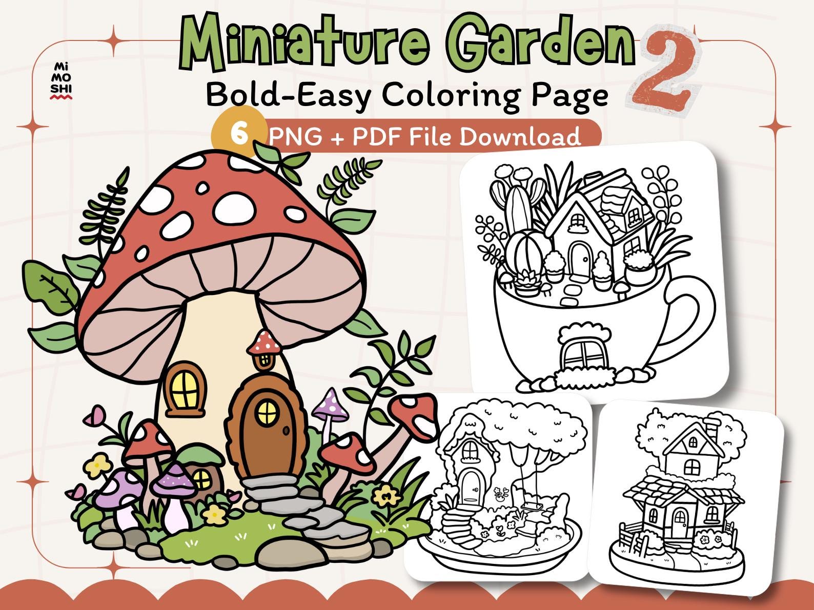Miniature Garden [2] Coloring Pages | Bold and Easy Coloring Book | Png ...