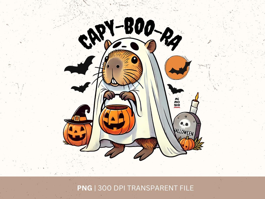 Capybara Halloween Ghost PNG ,cute Capybara Sublimation, Spooky ...