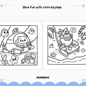 Hello Summer Coloring Pages |cute Bear & Beach Fun Easy Bold Summer ...