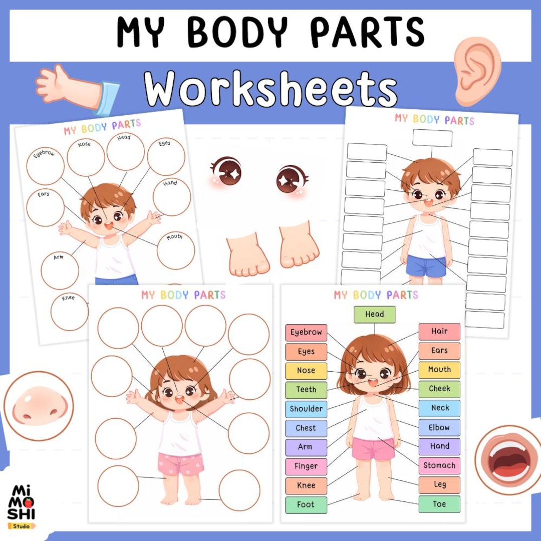 My Body Parts Worksheets | Cut and Paste, Labeling, Coloring ...