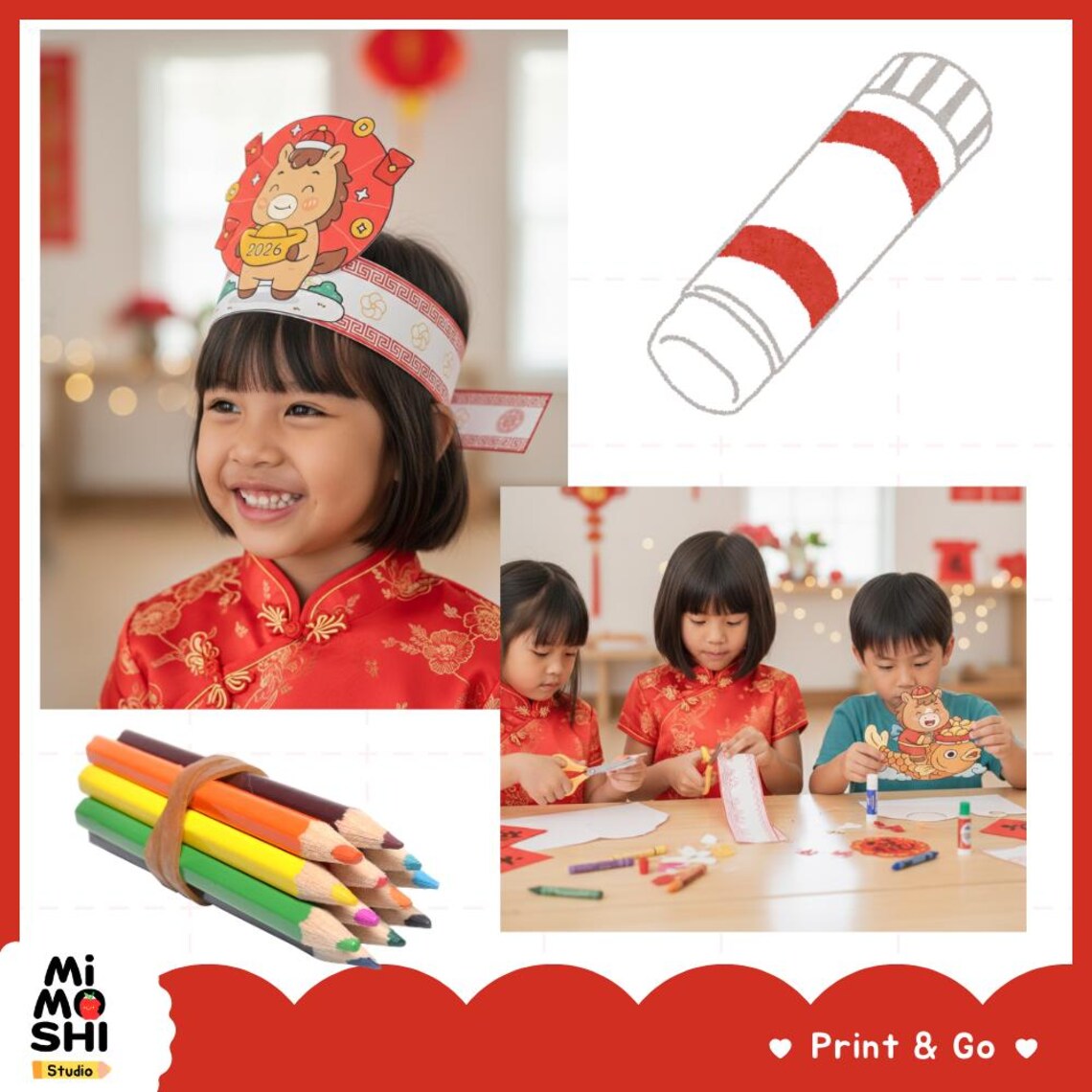 Chinese New Year Hat Craft Printable for Kids – Lunar New Year Headband ...