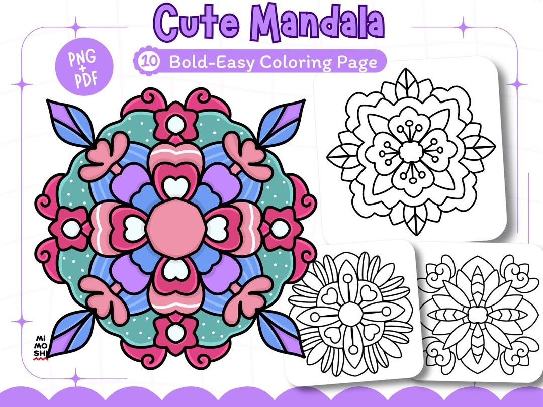 Mandala Coloring Pages: 10 Bold & Easy Designs (PNG + PDF) - Etsy